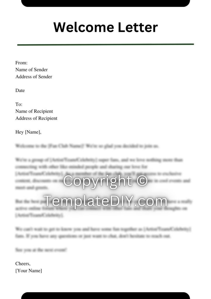 Fan Club Welcome Letter Sample with Examples [Word]