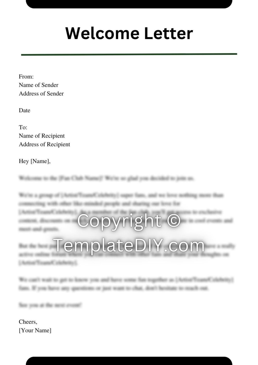 Fan Club Welcome Letter Sample with Examples [Word]