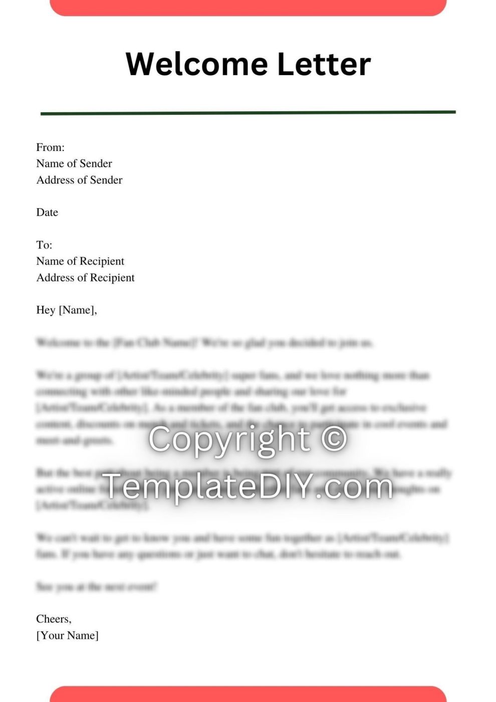 Fan Club Welcome Letter Sample with Examples [Word]
