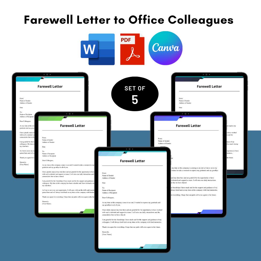 Farewell Letter to Office Colleagues Sample with Examples