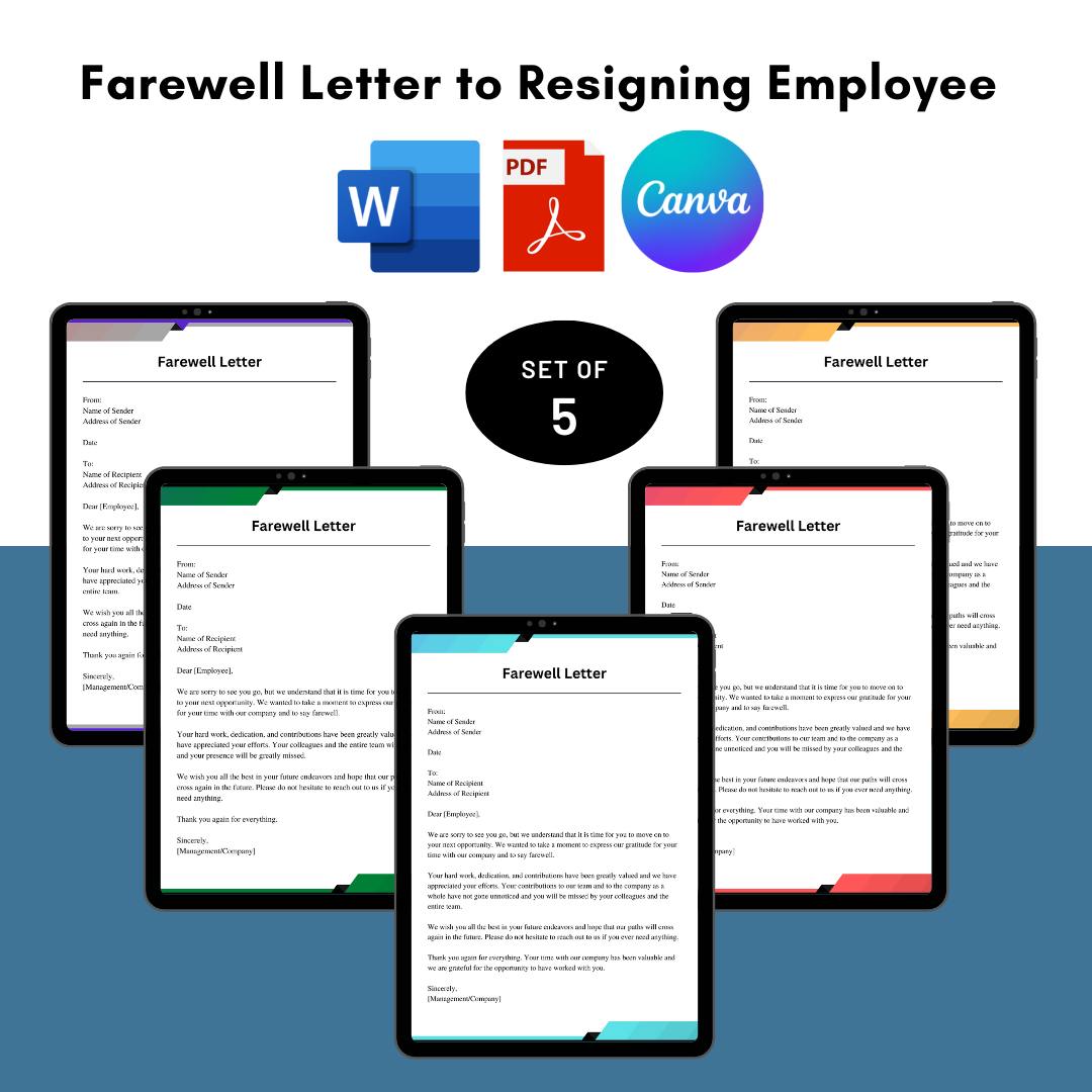 Farewell Letter to Resigning Employee Sample with Examples