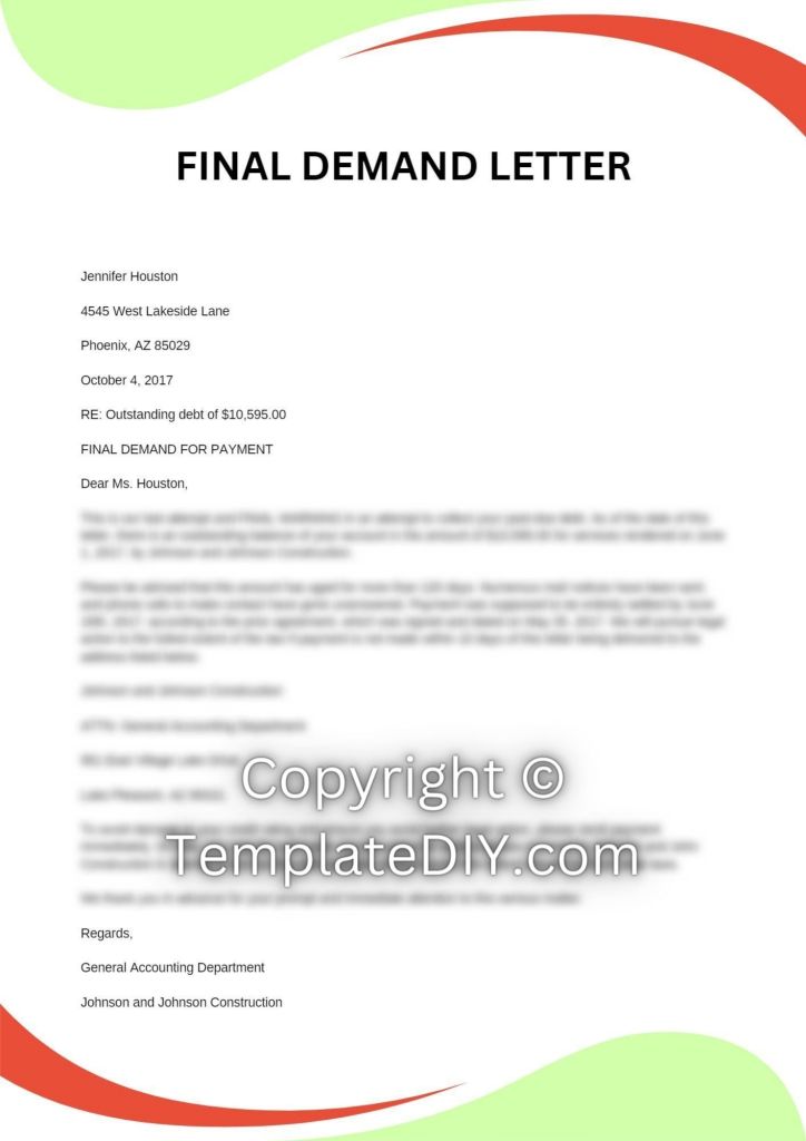 Final Demand Letter Sample with Examples [Word Editable]