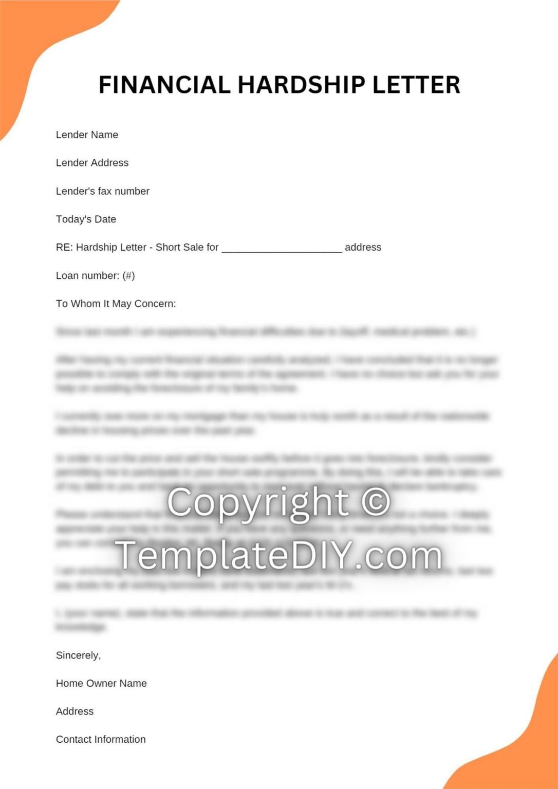 Financial Hardship Letter Template | Download Word Example