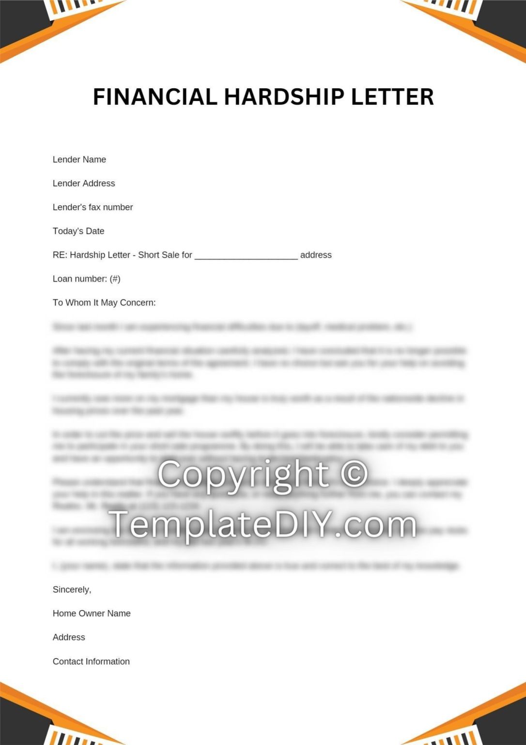 Financial Hardship Letter Template | Download Word Example