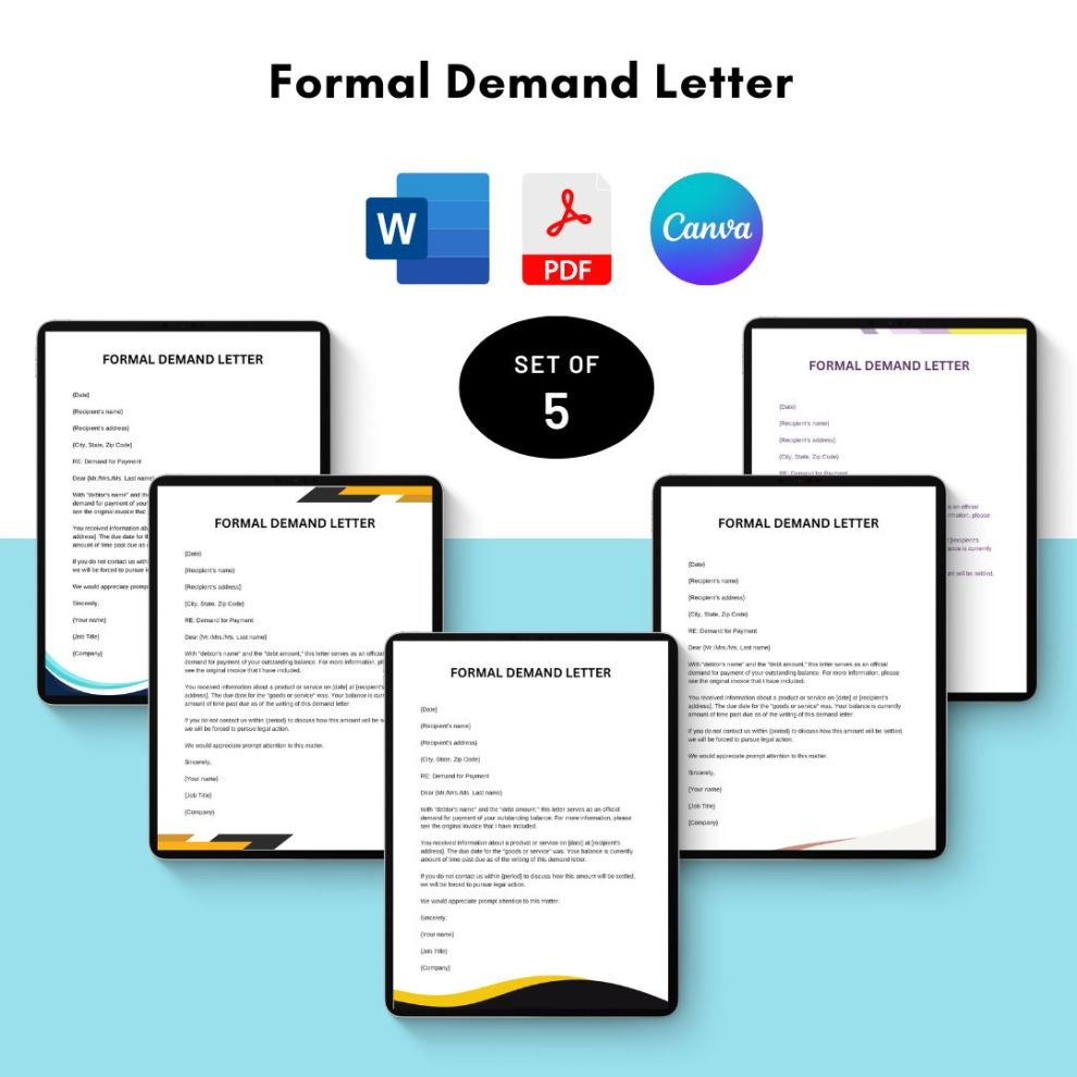 Formal Demand Letter Sample with Examples [Word Editable]