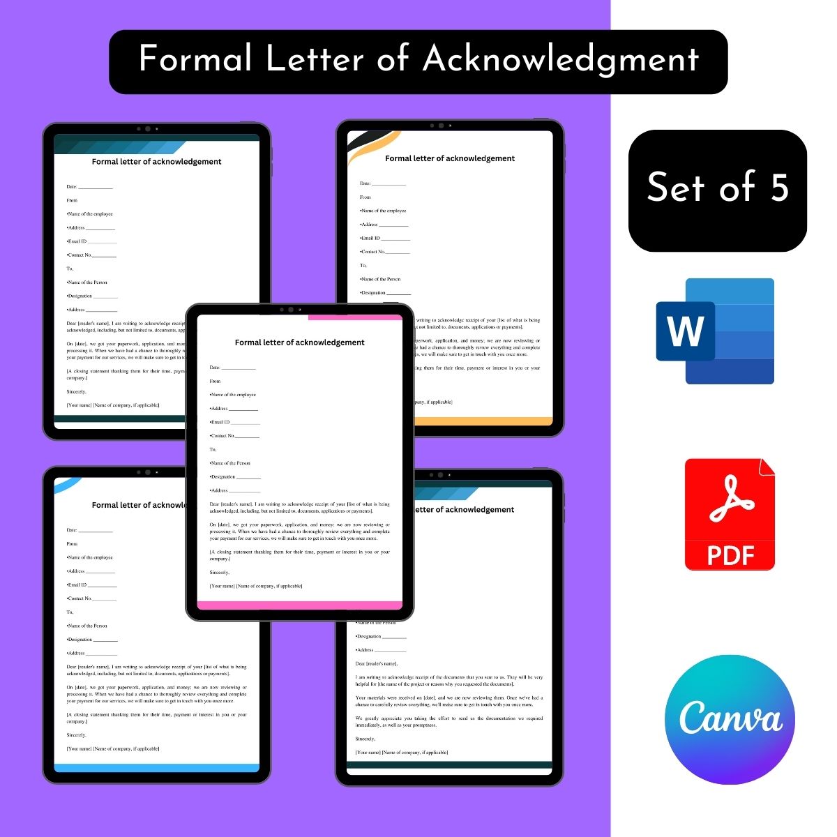 12 Sample Acknowledgement Letters Sample Letters Word