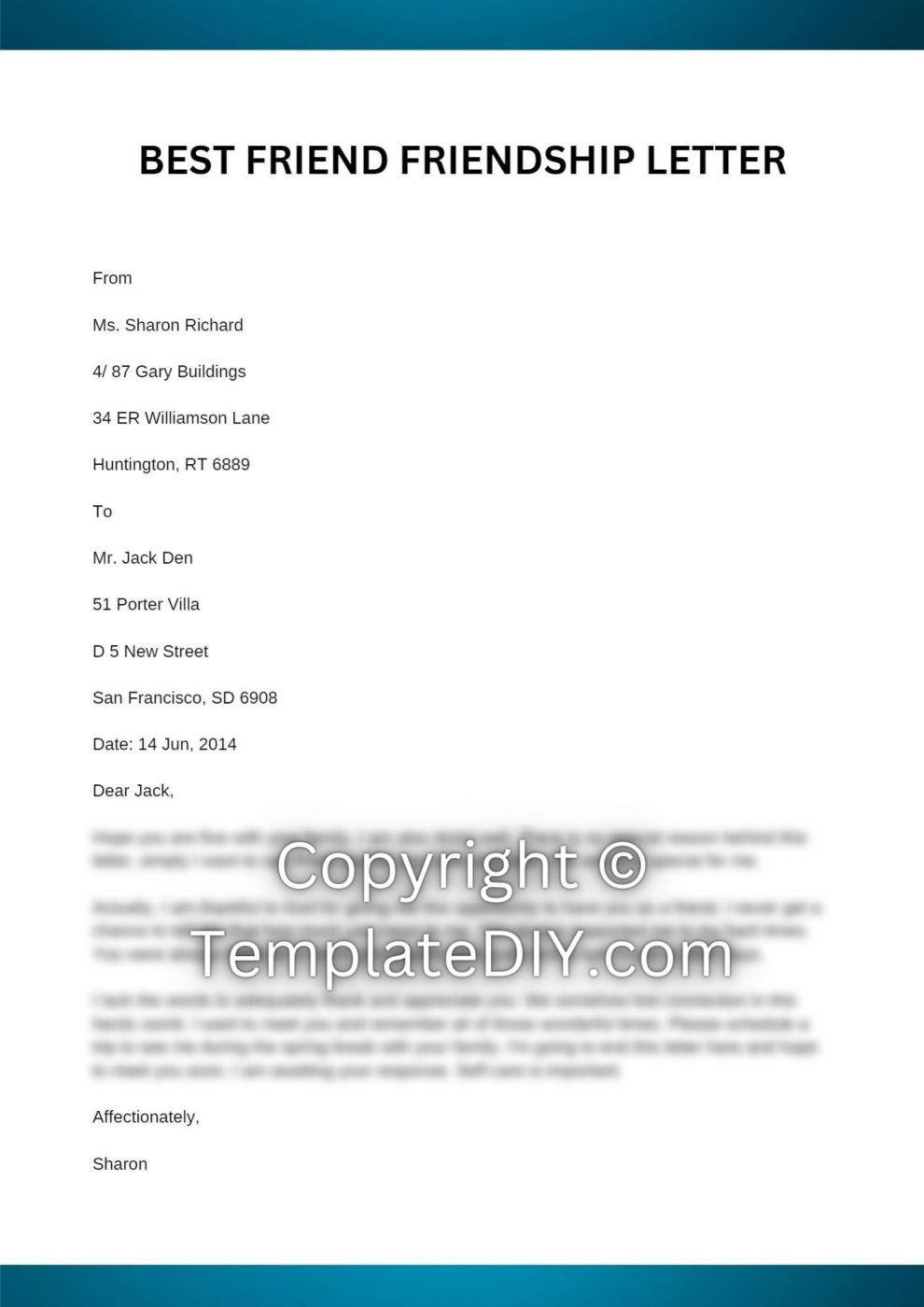 Friendship Letter to Best Friend Sample and Examples [Word]