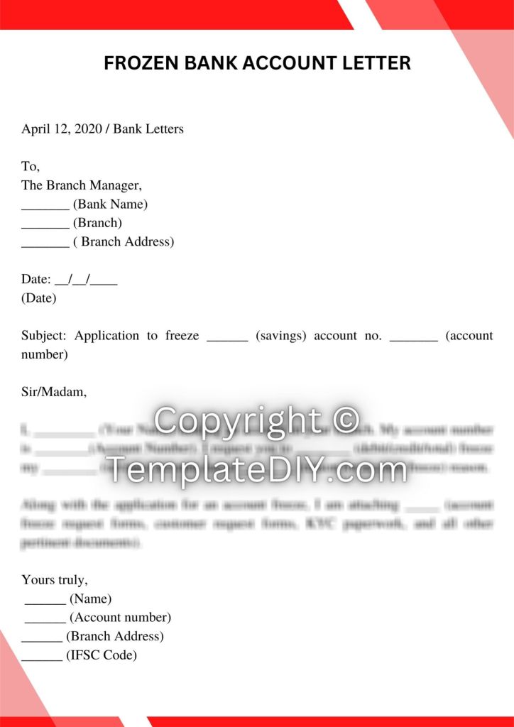 Frozen Bank Account Letter Sample Template Examples Pdf Word