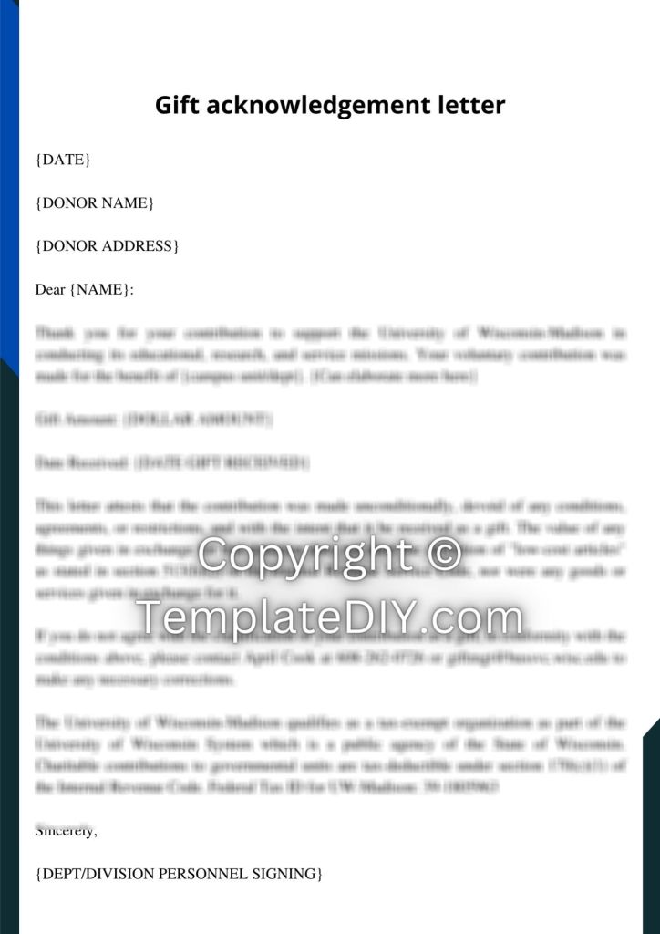 Gift Acknowledgement Letter Sample with Examples [Word]