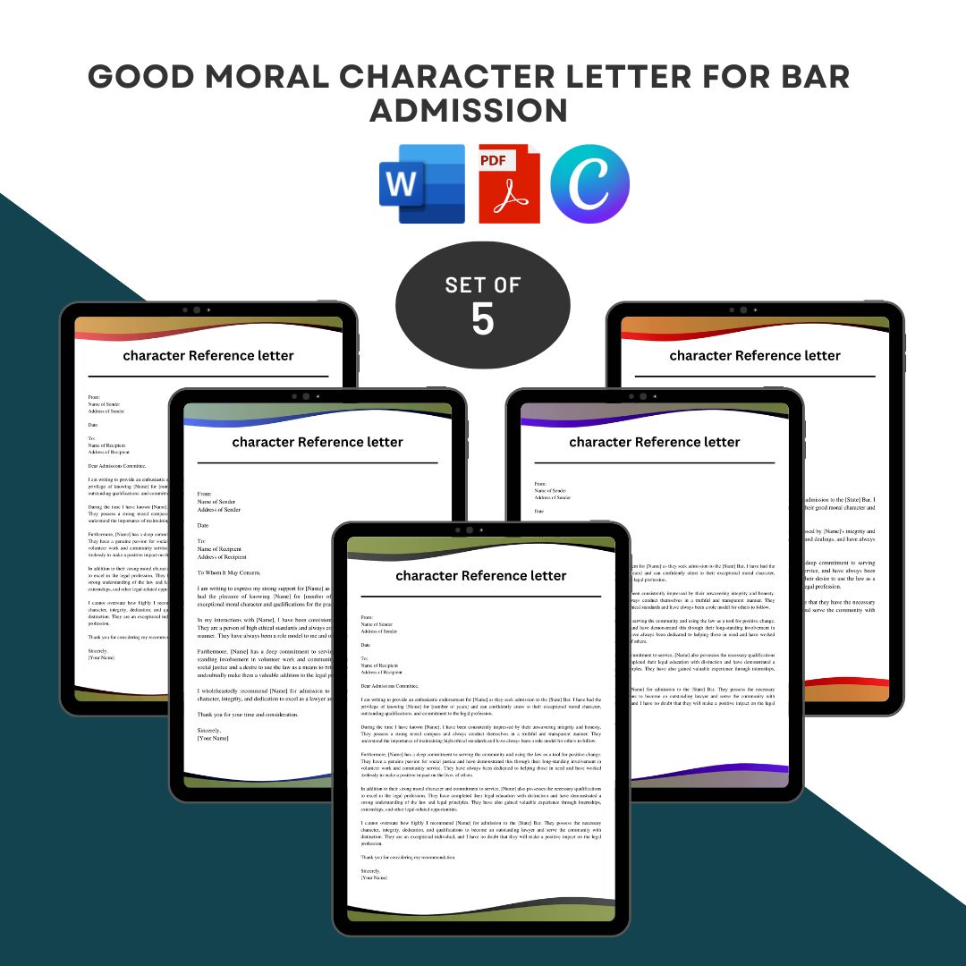 Good Moral Character Letter For Bar Admission Sample [Word]