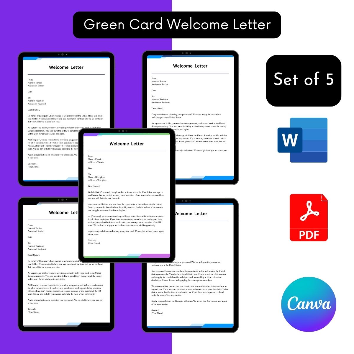 Green Card Welcome Letter Sample with Examples [Word]