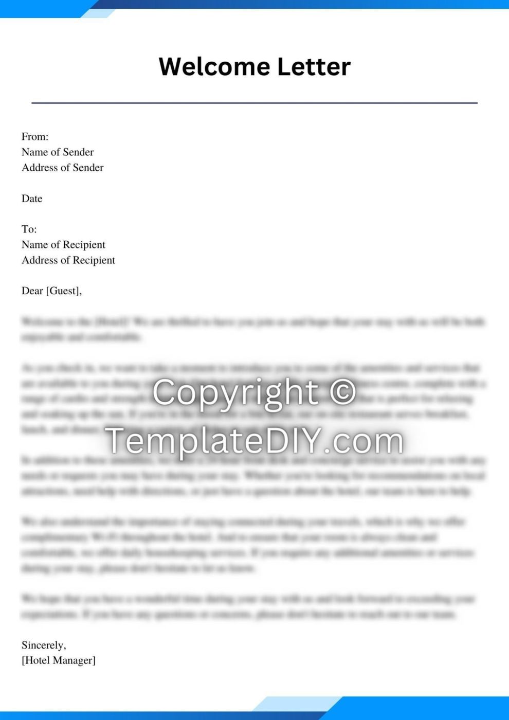 Hotel Welcome Letter Sample with Examples [Word Editable]