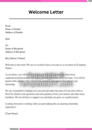 Internship Welcome Letter Sample with Examples [Word]