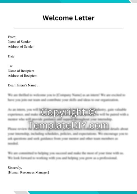 Internship Welcome Letter Sample with Examples [Word]