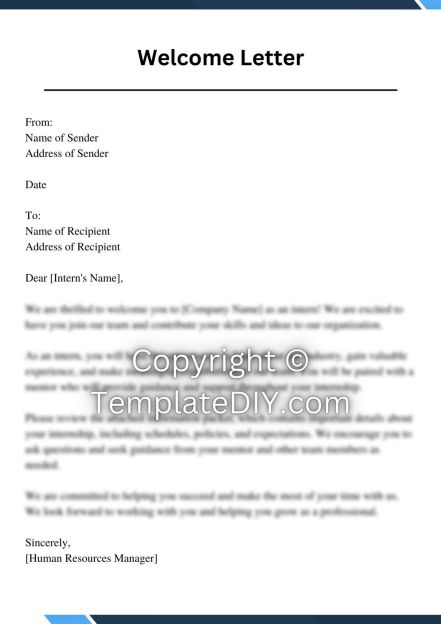 Internship Welcome Letter Sample with Examples [Word]