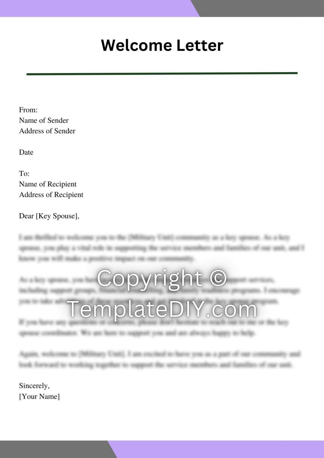 Key Spouse Welcome Letter Sample with Examples [Word]