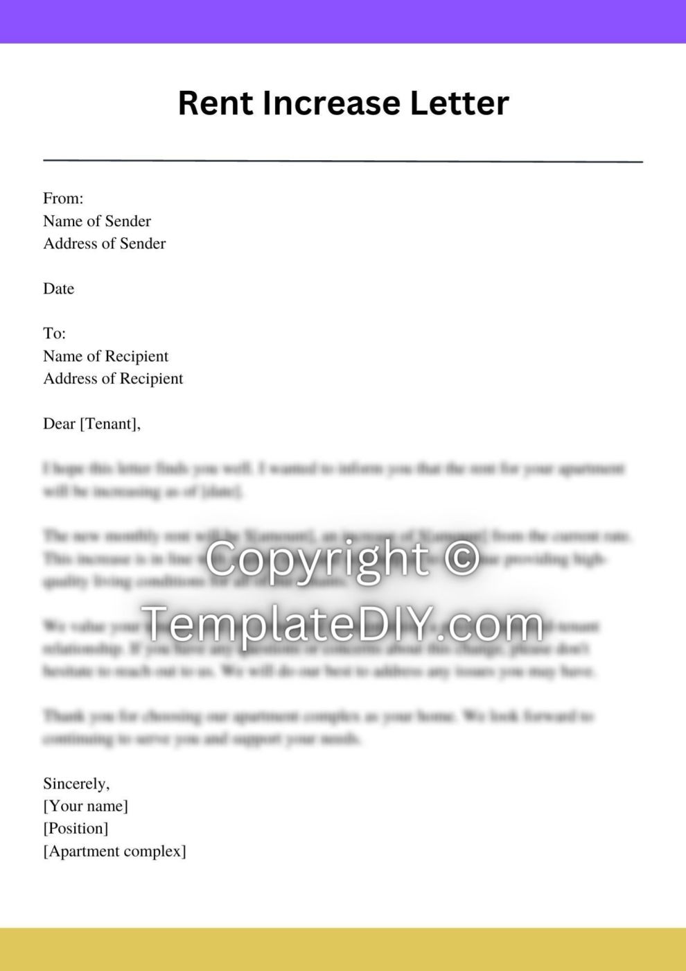 Landlord Friendly Rent Increase Letter Template | Download Now