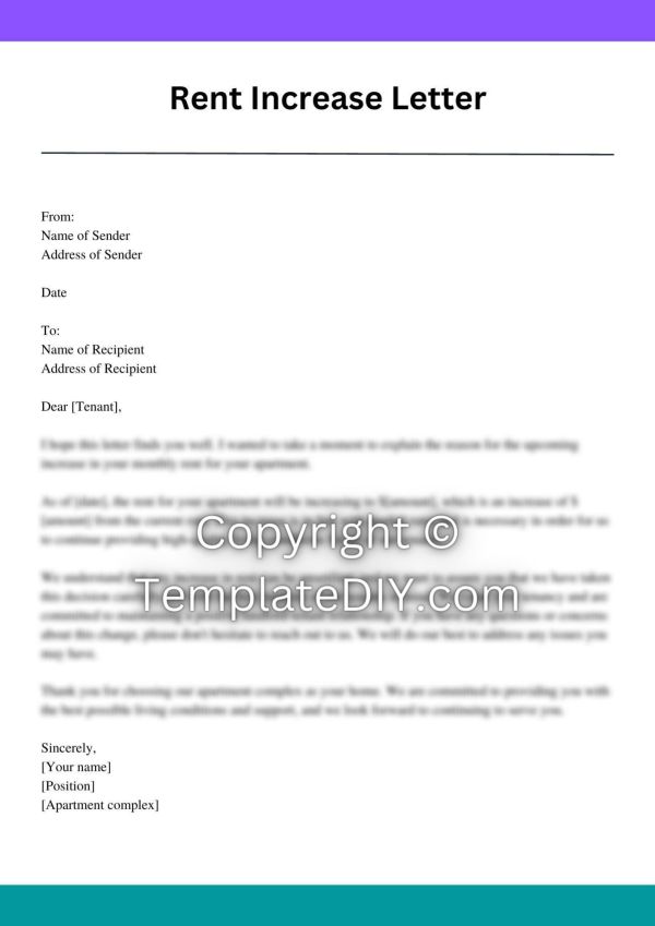 Landlord Friendly Rent Increase Letter Template | Download Now