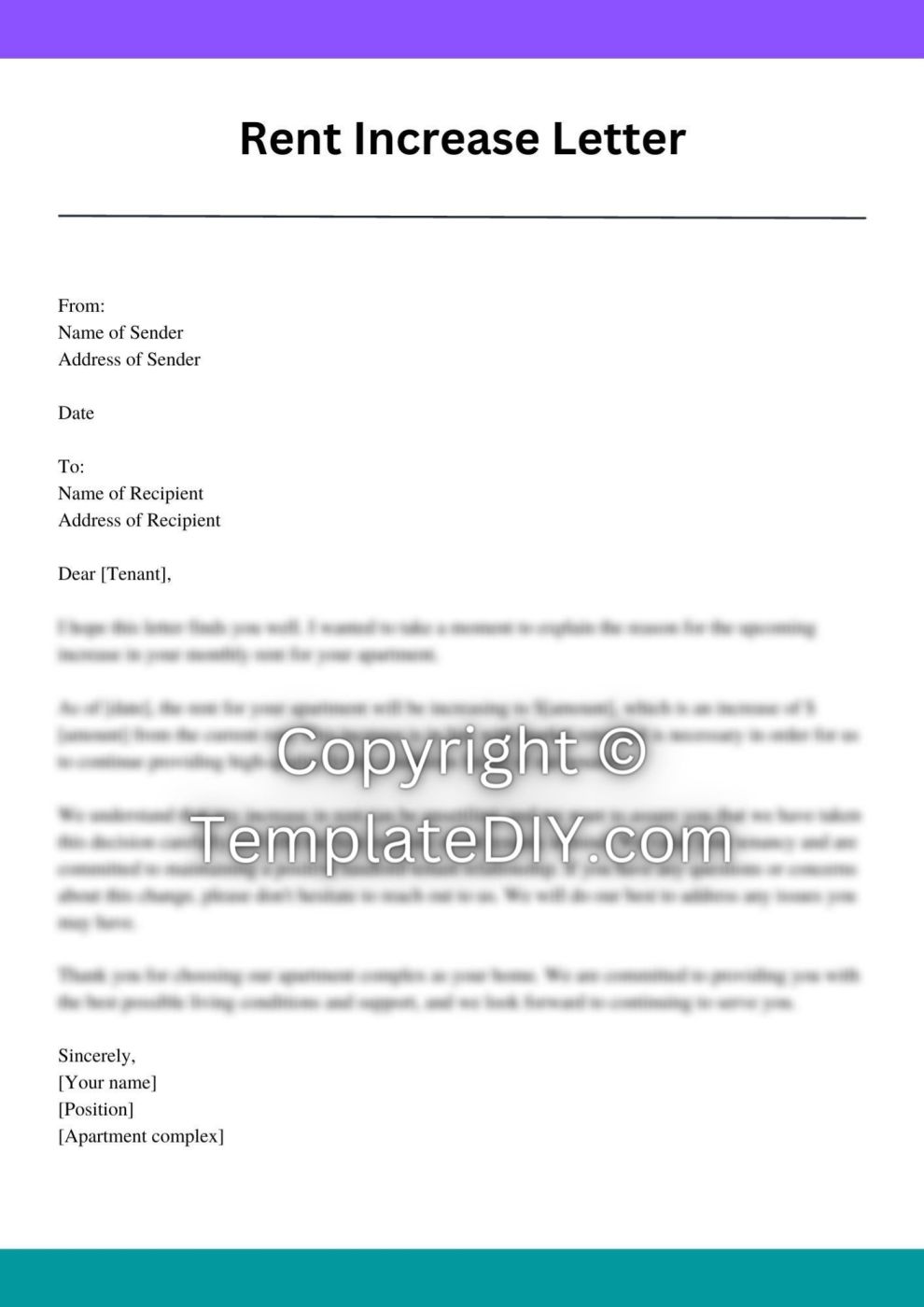 Landlord Friendly Rent Increase Letter Template | Download Now