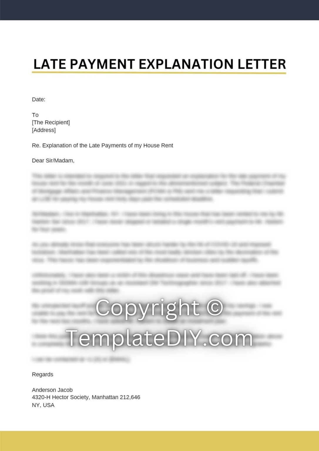 Late Payment Explanation Letter Template – Instant Download