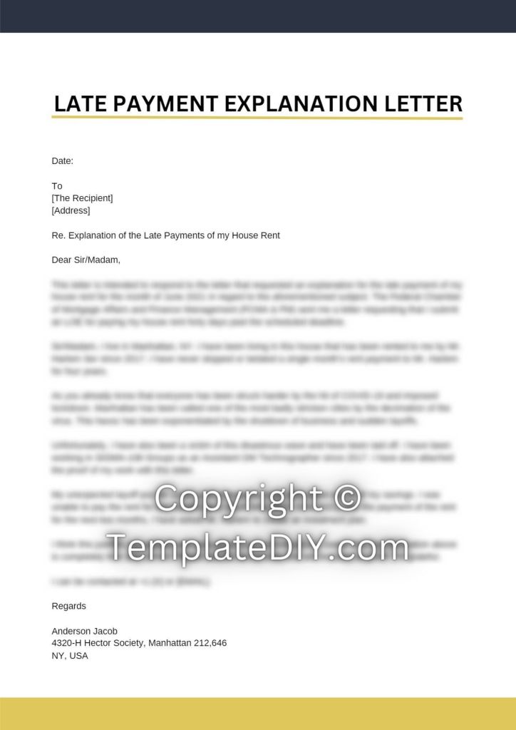 Late Payment Explanation Letter Template – Instant Download
