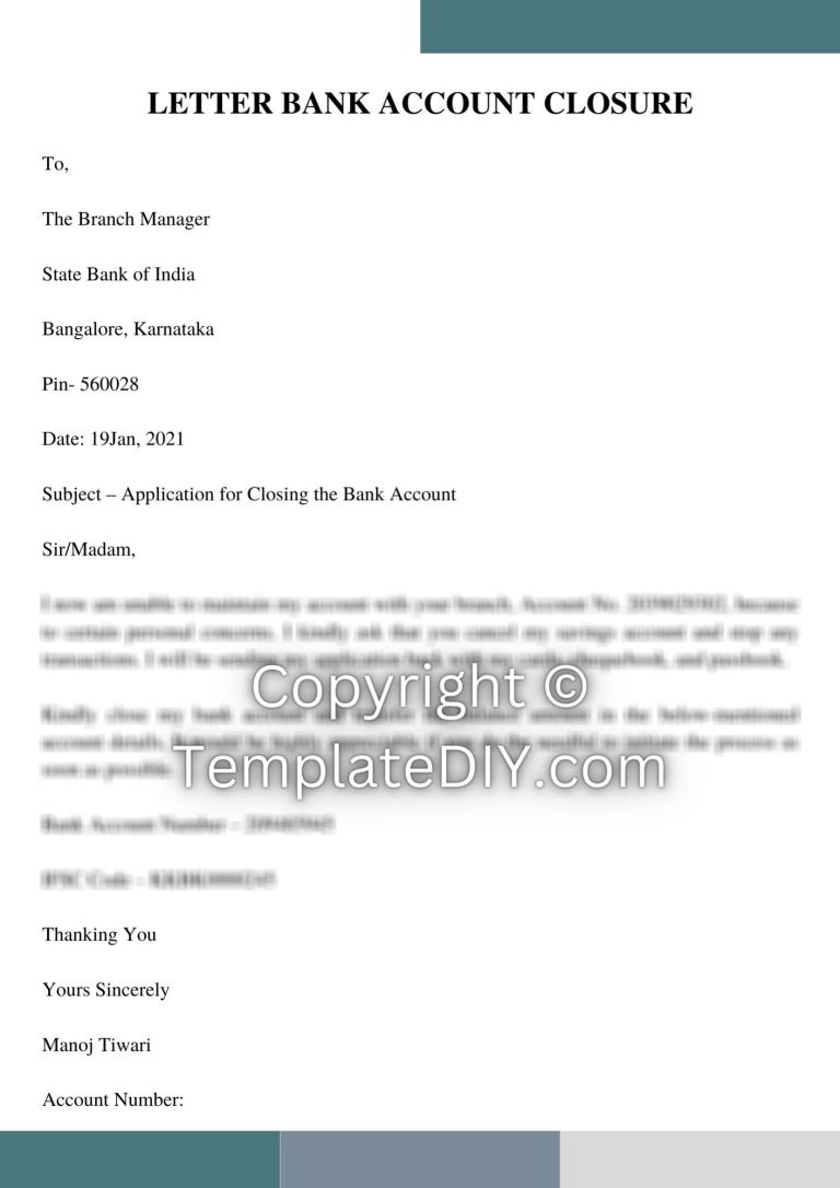 Bank Account Closure Letter Sample & Template | Download Now