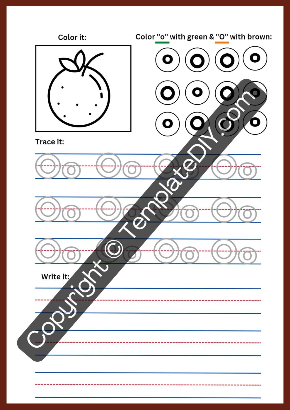 Letter O Worksheets Template Blank Printable PDF, Word
