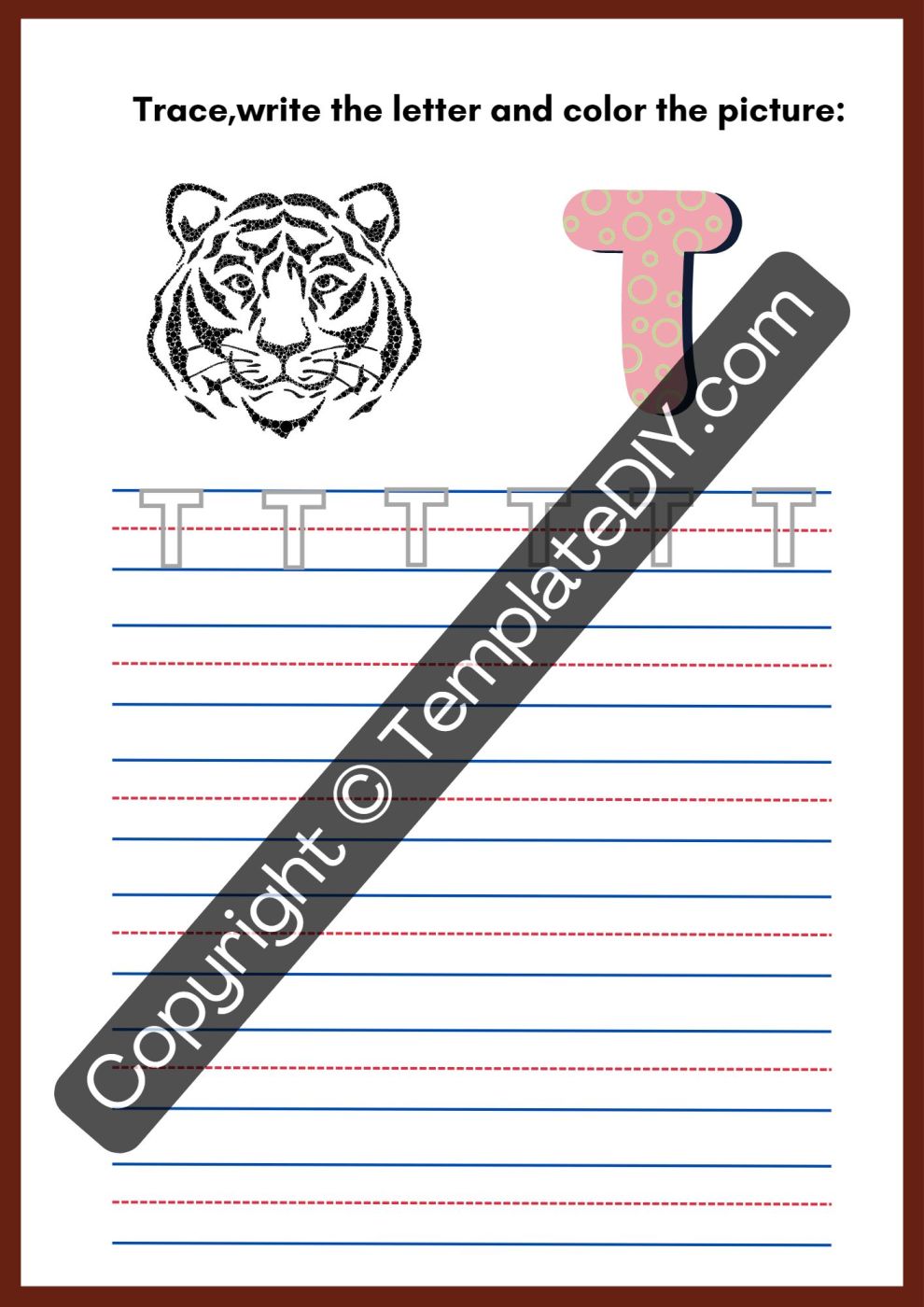 Letter T Worksheets Template Blank Printable PDF, Word
