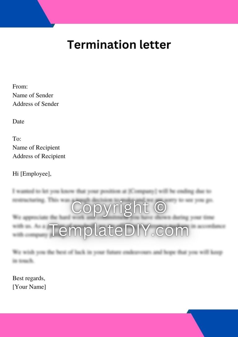 Letter of Termination of Employment Due to Restructuring