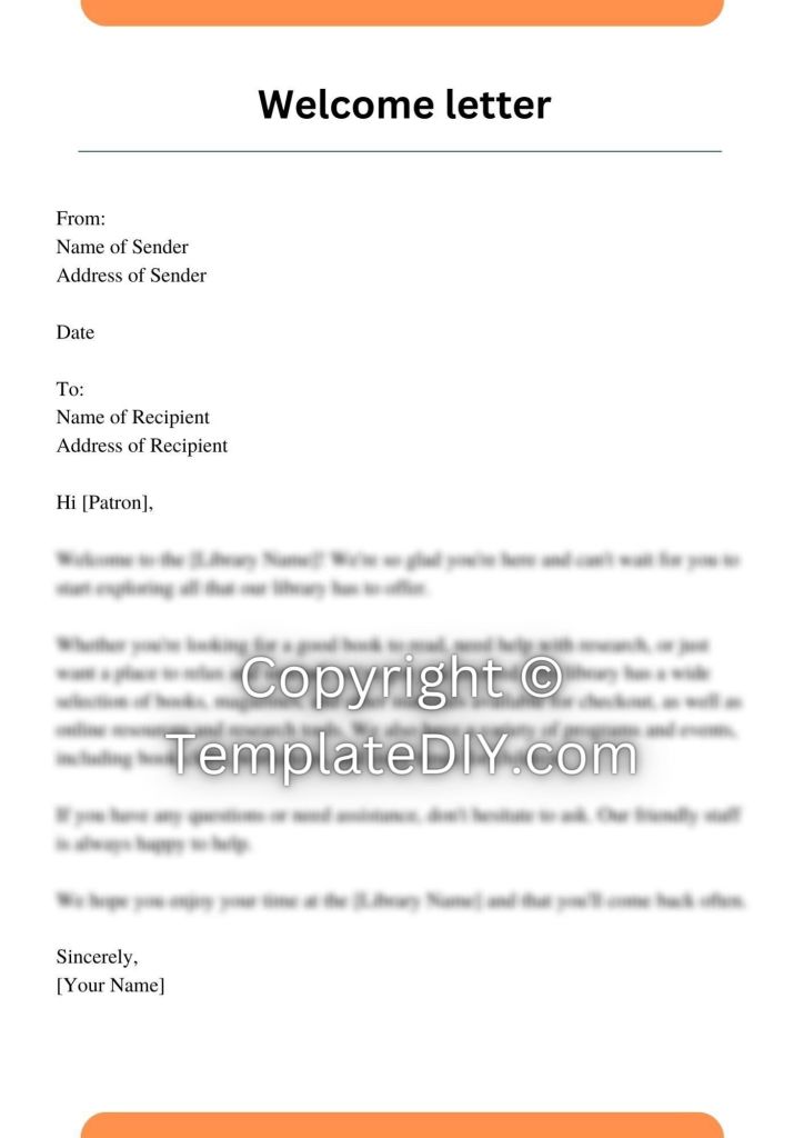 Library Welcome Letter Sample with Examples [Word]