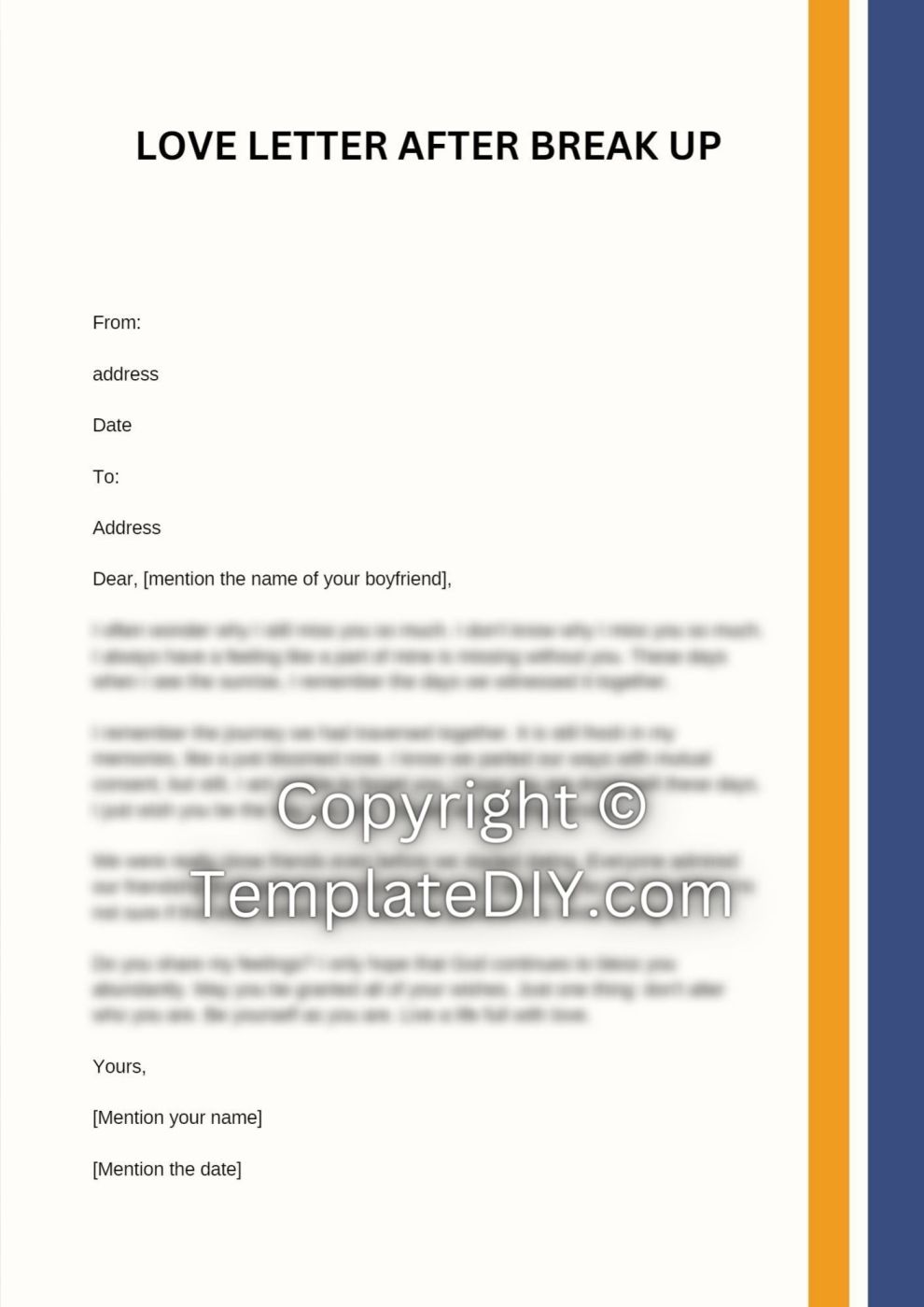 Love Letter After Breakup Sample with Examples [Word]