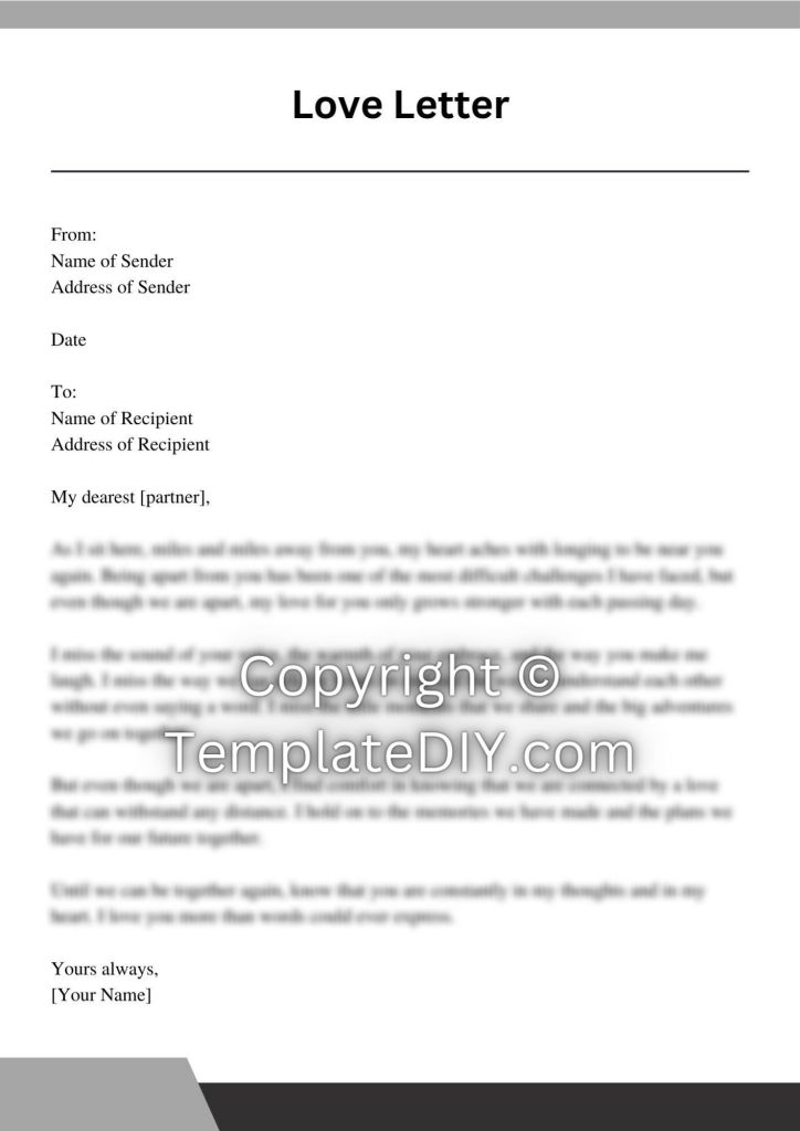 Love Letter for Long Distance Sample with Examples [Word]