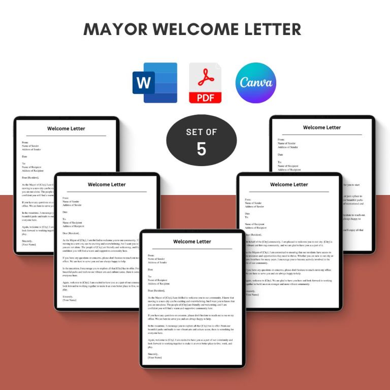 Mayor Welcome Letter Sample – Instant Download