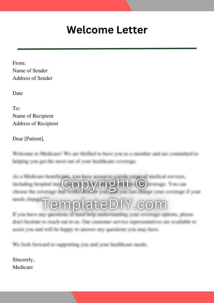 Medicare Welcome Letter Sample with Examples [Word]