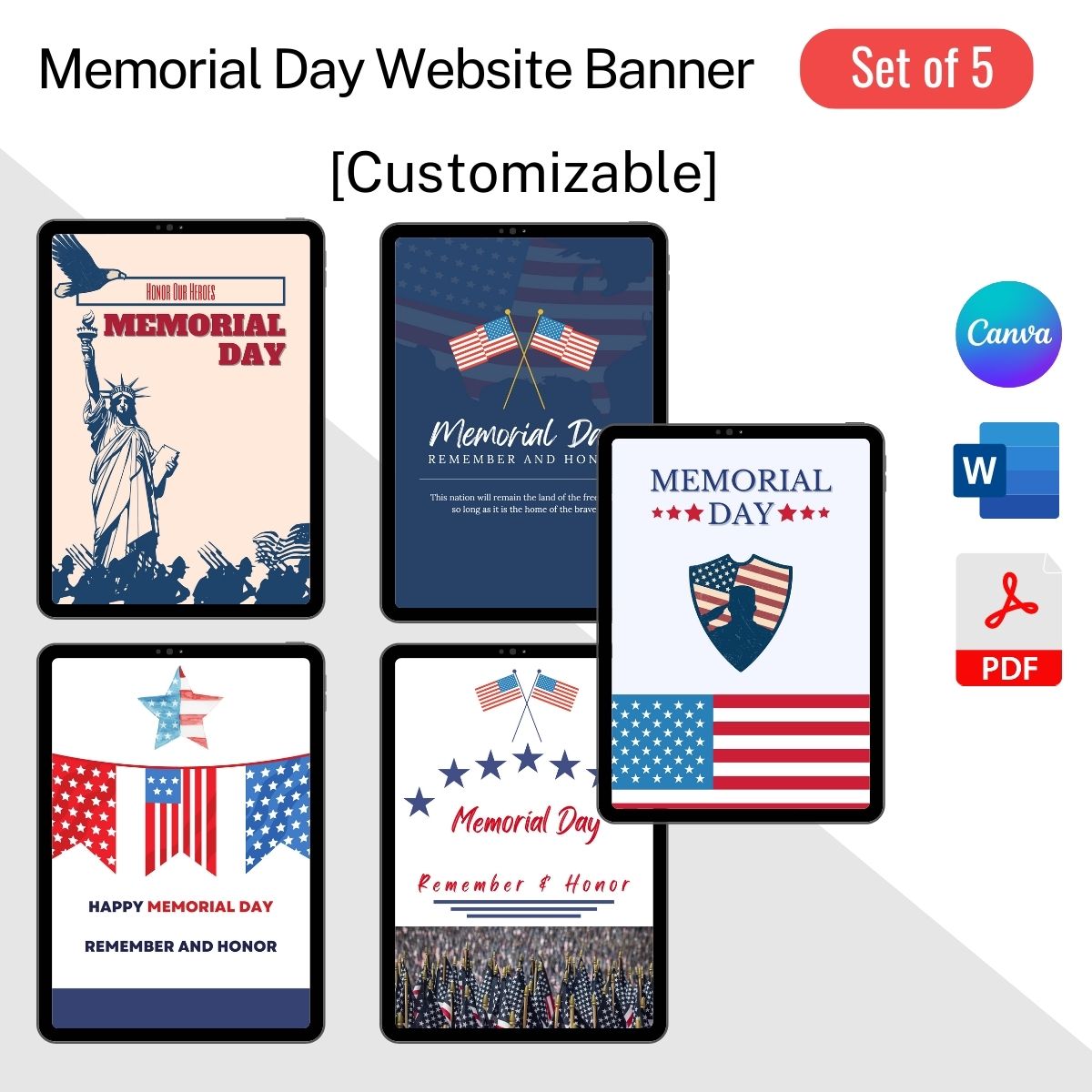 Memorial Day Website Banner Template Printable PDF, Word
