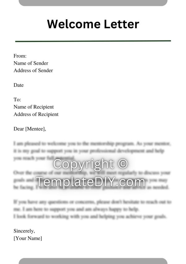 Mentor Welcome Letter Sample with Examples [Word Editable]