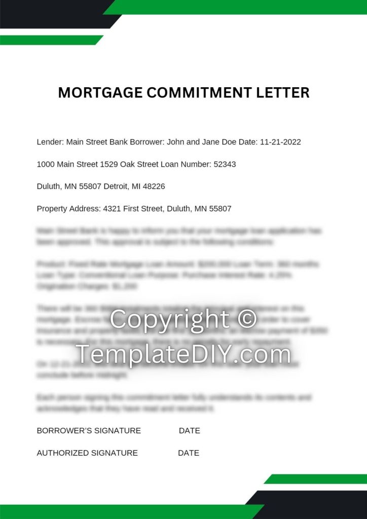 Mortgage Commitment Letter Sample with Examples [Word]