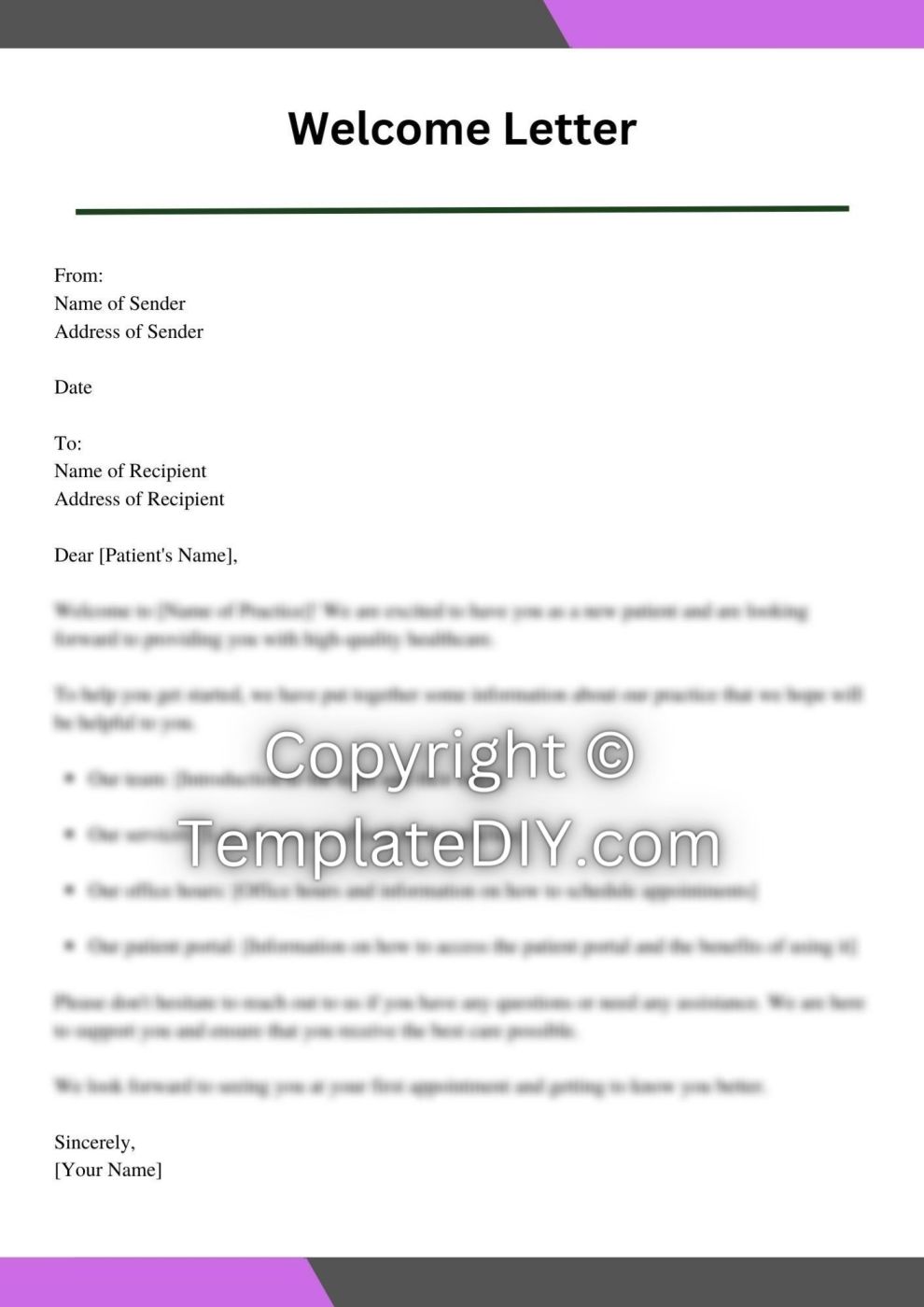 New Patient Welcome Letter Sample Template with Examples