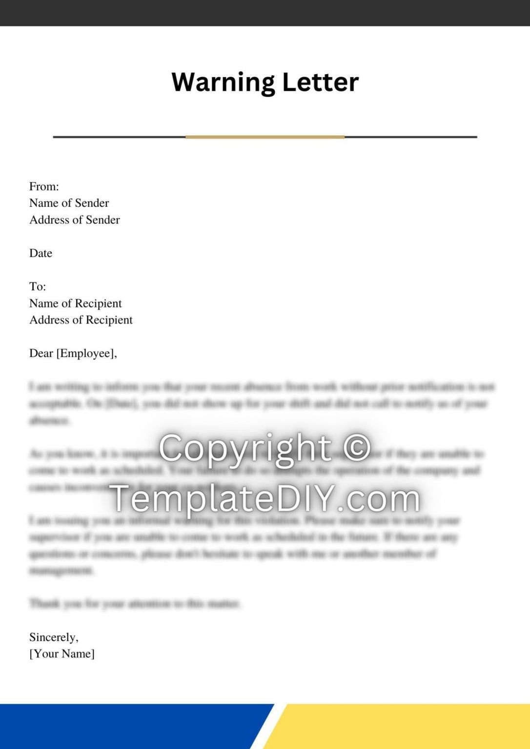 No Show No Call Warning Letter Sample with Examples [Word]