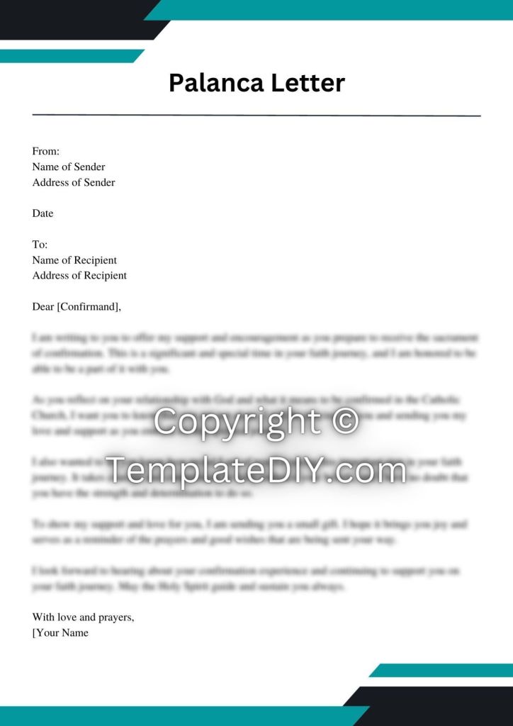 Palanca Letter for Confirmation Template | Printable Download