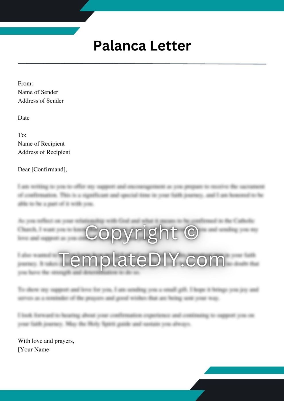 Palanca Letter for Confirmation Template | Printable Download