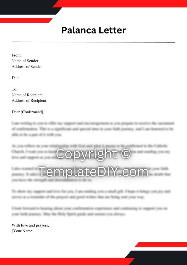 Palanca Letter for Confirmation Template | Printable Download
