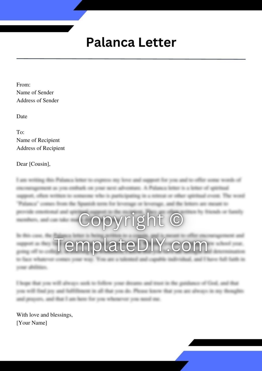 Palanca Letter for Cousin Sample with Examples [Word]