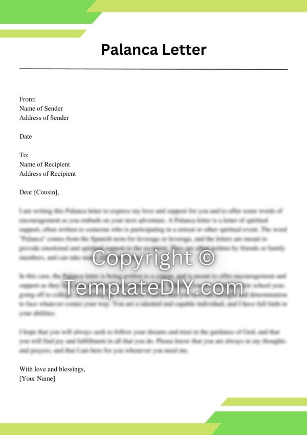 Palanca Letter for Cousin Sample with Examples [Word]