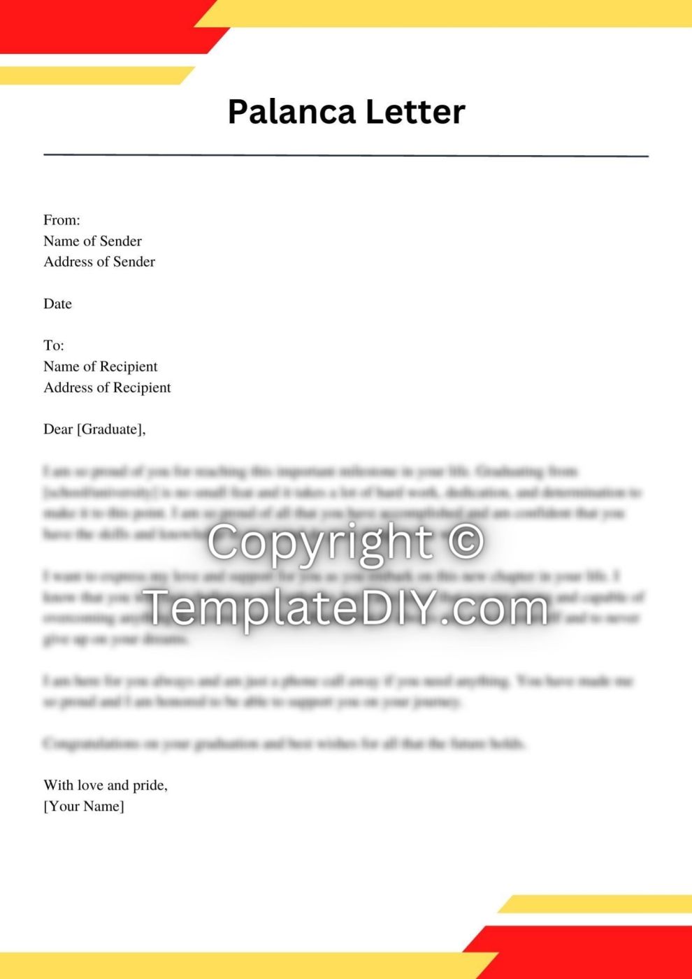 Palanca Letter for Graduation Sample with Examples [Word]