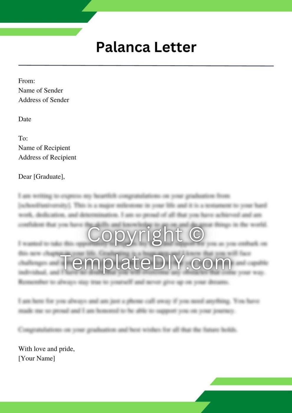 Palanca Letter for Graduation Sample with Examples [Word]