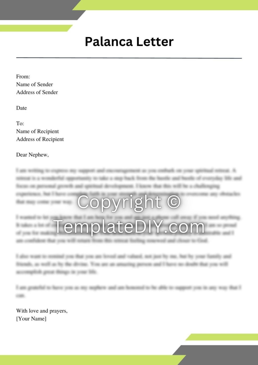 Palanca Letter for Nephew | Download Editable Template