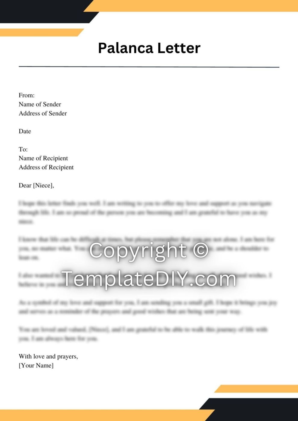 Write a Beautiful Palanca Letter for Niece | Download Template