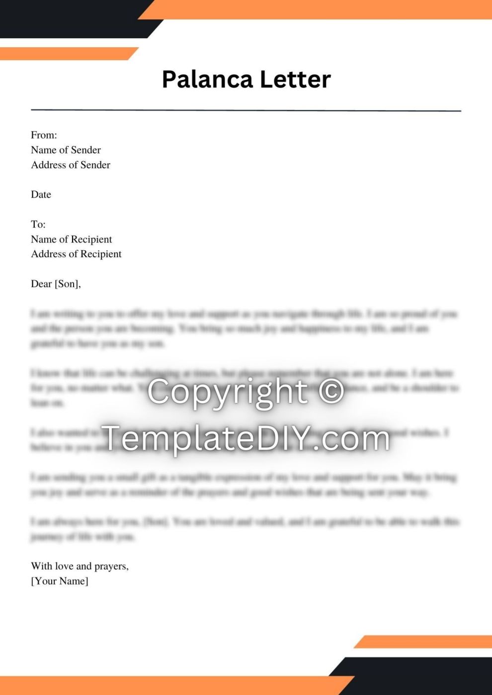 Palanca Letter for Son Template | Download Heartfelt Example