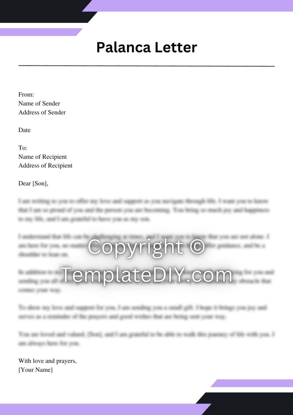 Palanca Letter for Son Template | Download Heartfelt Example